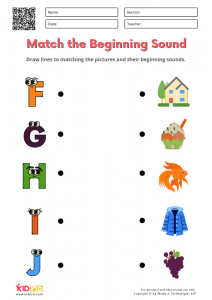 'Match the Beginning Sound' Phonics Worksheet - Kidpid