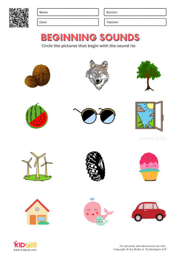 Circle the Picture Beginning Sounds Worksheets for Kids - Kidpid