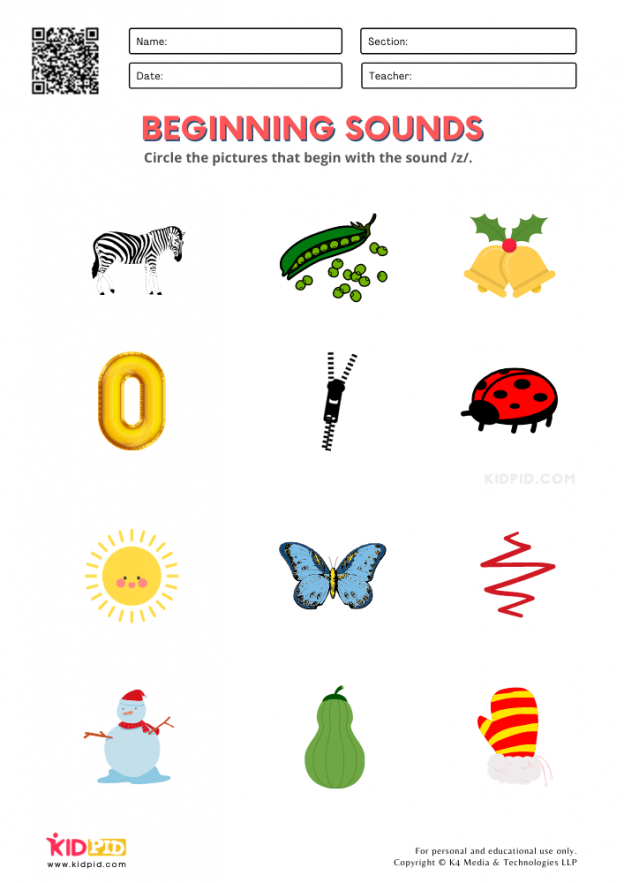 Circle the Picture Beginning Sounds Worksheets for Kids - Kidpid
