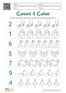 Count & Color Christmas Worksheets for Kids - Kidpid