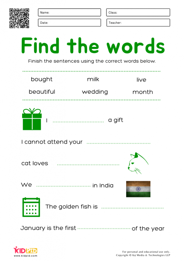 Sight Words Comprehension Worksheets for Kids - Kidpid