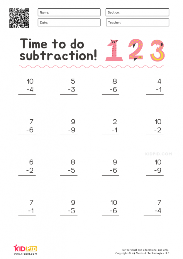 Single Digit Subtraction Worksheets For Grade 1 Kidpid single-digit-subtraction-worksheets-for-grade-1-kidpid