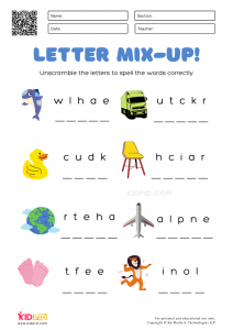Unscramble The Letters Worksheets for Kids - Kidpid