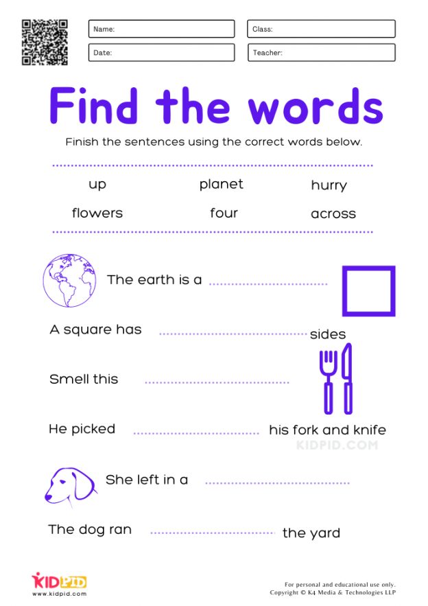 Sight Words Comprehension Worksheets for Kids - Kidpid