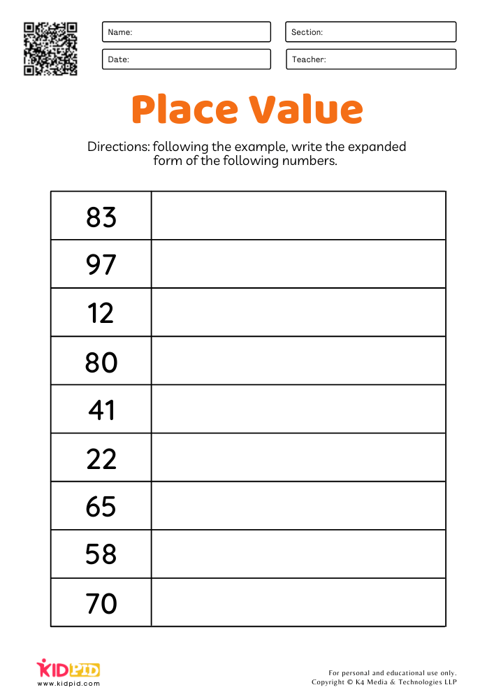 Math Expanded Form Worksheets