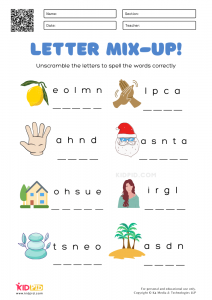 Unscramble The Letters Worksheets for Kids - Kidpid