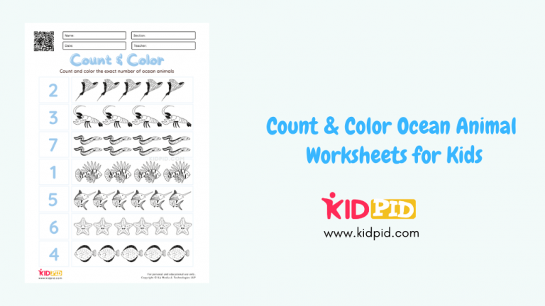 Count & Color Ocean Animal Worksheets for Kids - Kidpid