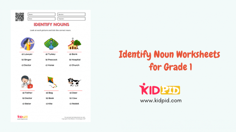 Identify Noun Worksheets for Grade 1 - Kidpid