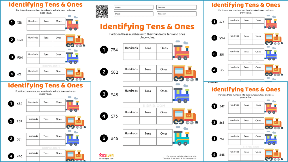 Identifying Tens & Ones Worksheets for Kids (Grade 2) - Kidpid