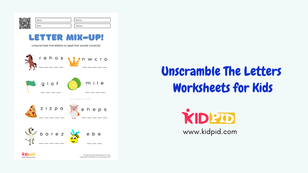 Unscramble The Letters Worksheets For Kids Kidpid
