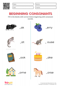 Beginning Consonants Free Printable Worksheets for Kindergarten - Kidpid