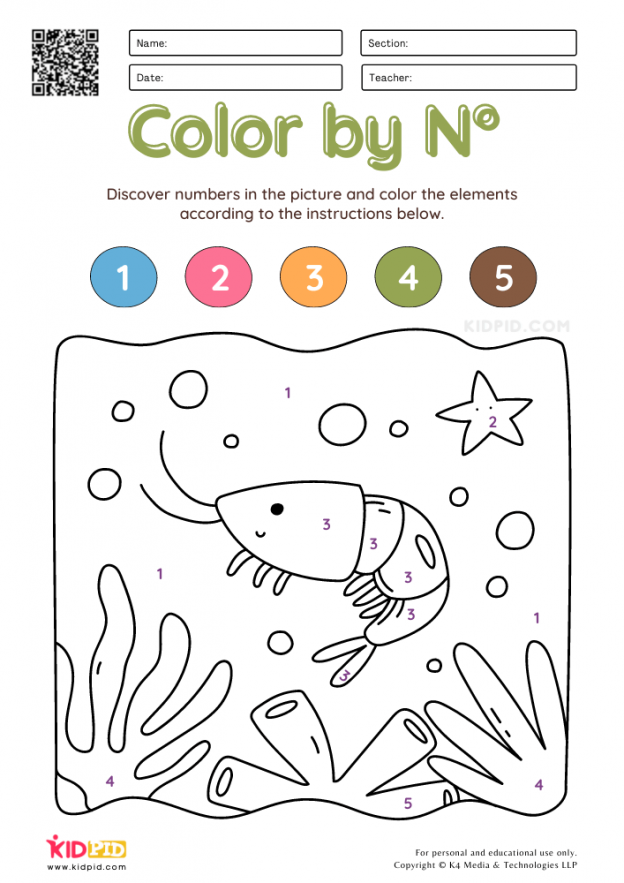 Color by Number Free Printable Worksheets for Kids - Kidpid