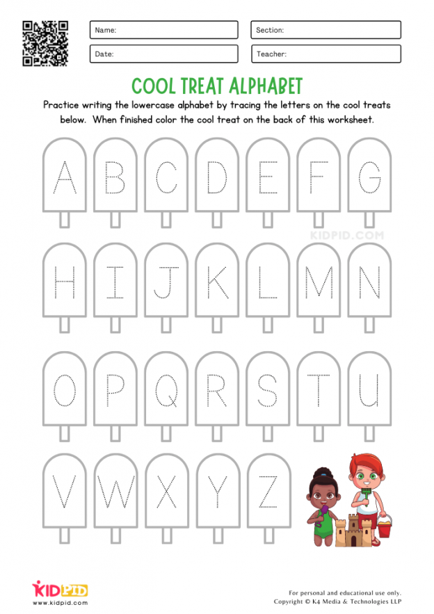 Cool Treat Alphabet Practice Worksheet - Kidpid