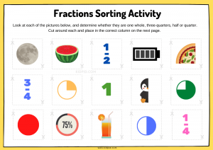 Fractions Activity Sort Worksheets - Kidpid