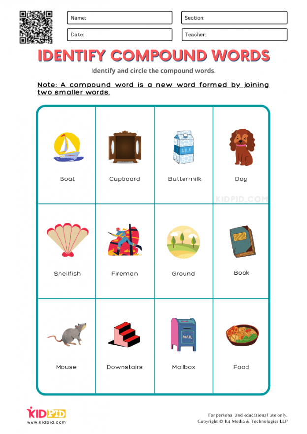 Identify Compound Words Printable Worksheets For Grade 1 Kidpid Identify Compound Words Printable Worksheets For Grade 1 Kidpid