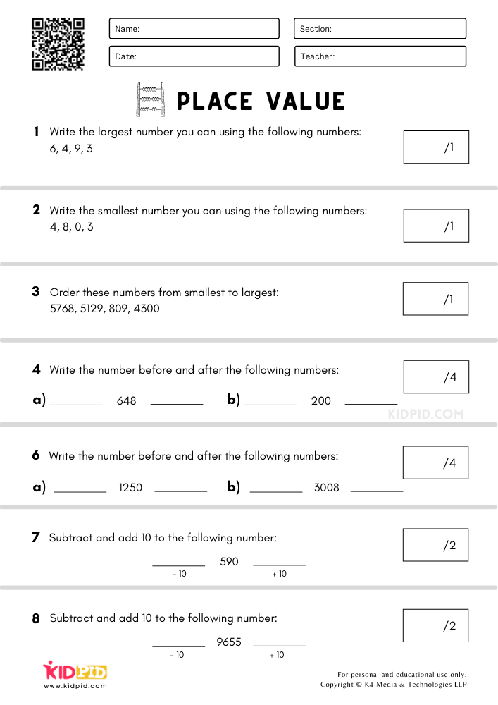 Grade 3 Place Value Rounding Worksheets Free Printable K5 Learning