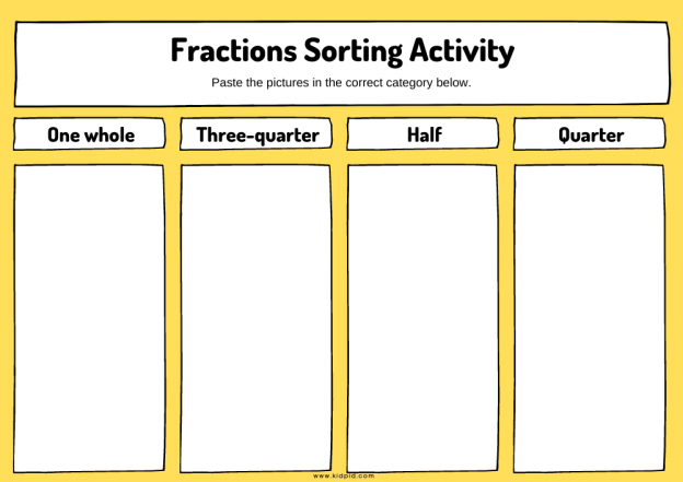 Fractions Activity Sort Worksheets - Kidpid