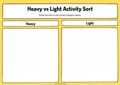 Heavy vs Light Sorting Activity Worksheets - Kidpid