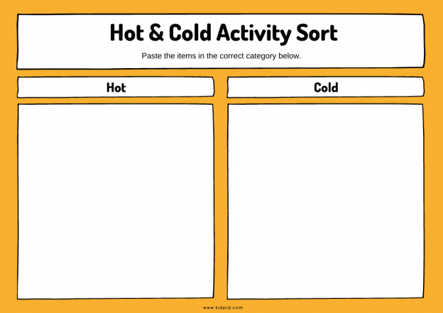 Hot and Cold Activity Sort Worksheets - Kidpid