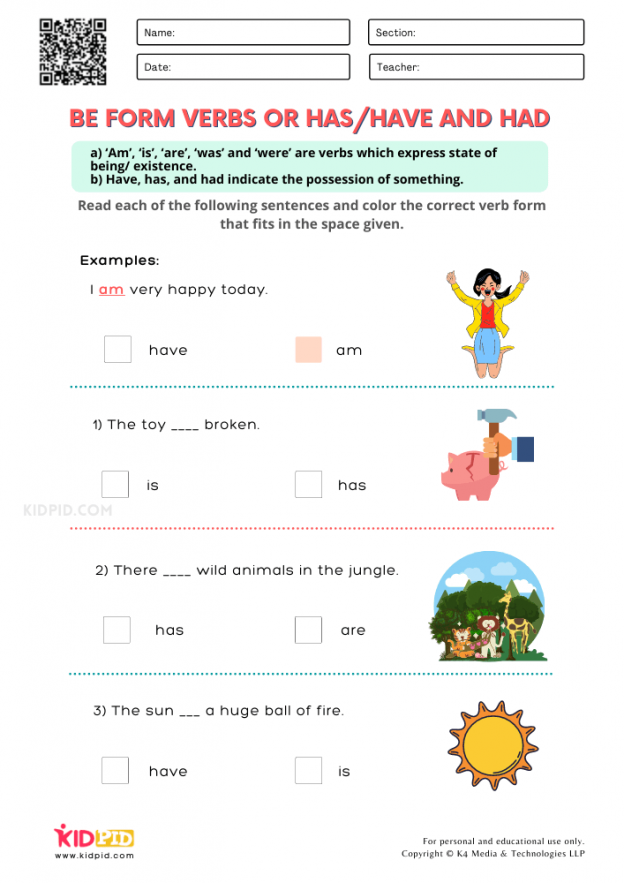 Use Of Has And Have Worksheets For Grade 1 Kidpid Use Of Has And Have Worksheets For Grade 1 Kidpid