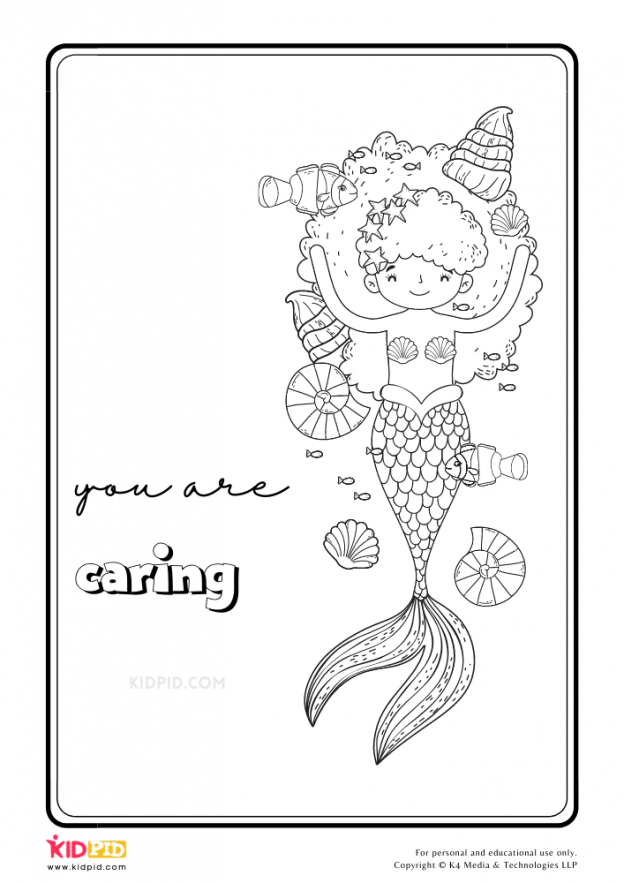 Mermaids Positive Affirmations Coloring Book Worksheet - Kidpid