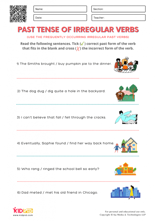 Past Tense of Irregular Verbs Printable Worksheets for Grade 2 - Kidpid