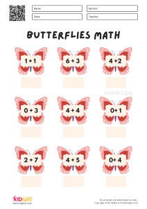 Butterfly Addition Activity Printable Worksheets - Kidpid