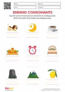 Ending Consonants Free Printable Worksheets for Kindergarten - Kidpid