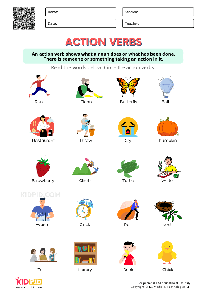 Action Verbs Worksheet 1st Grade Action Verbs Worksheet 1st Grade