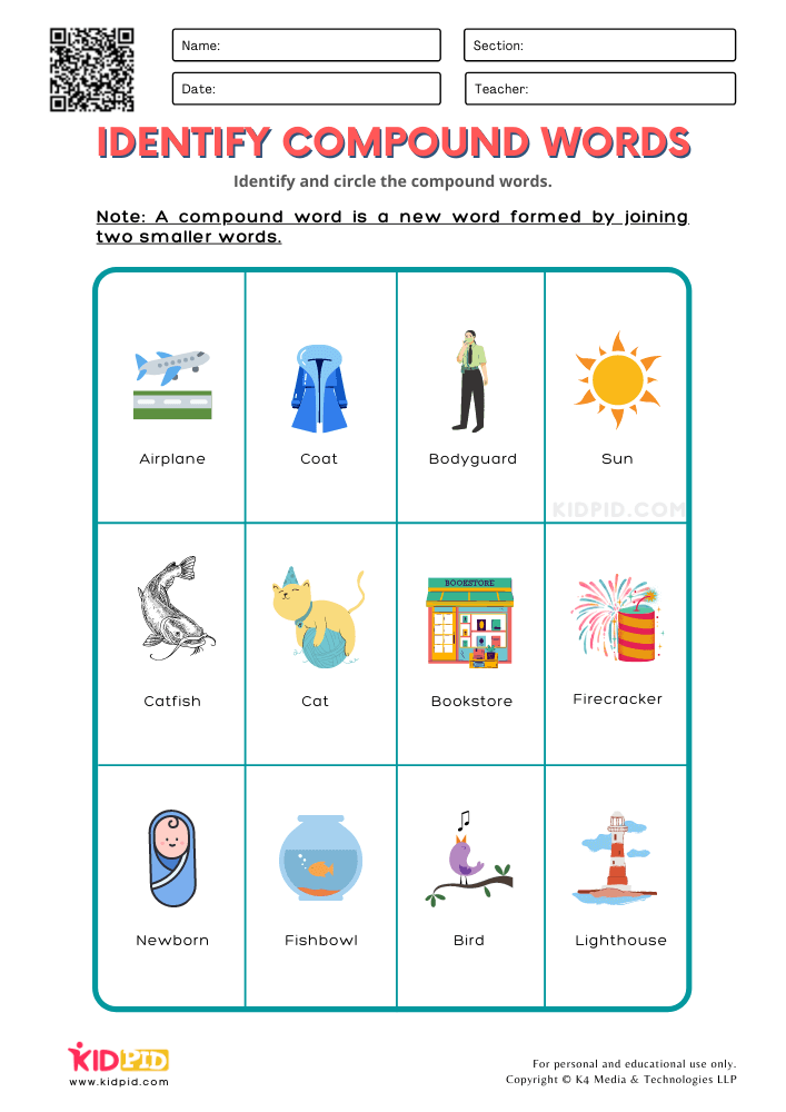 Identify Compound Words Printable Worksheets For Grade 1 Kidpid Identify Compound Words Printable Worksheets For Grade 1 Kidpid