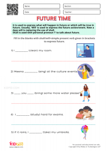 Future Tense Verbs Printable Worksheets - Kidpid