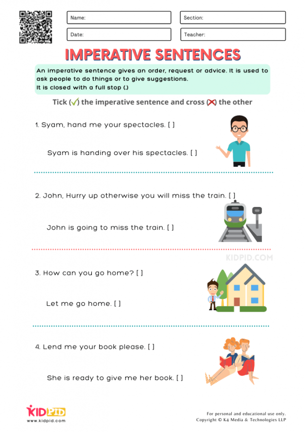 Imperative Sentence Worksheet