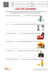Use the Adverbs Printable Worksheets for Grade 1 - Kidpid