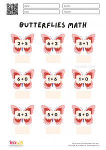 Butterfly Addition Activity Printable Worksheets - Kidpid