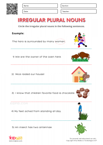 Irregular Plural Nouns Printable Worksheets for Grade 2 - Kidpid