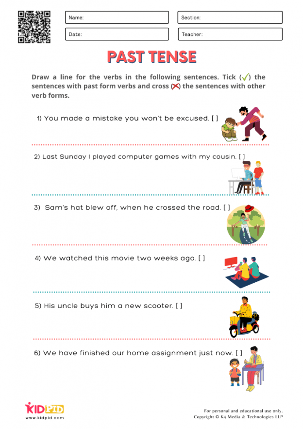 Past Tense Verbs Printable Worksheets for Grade 2 - Kidpid