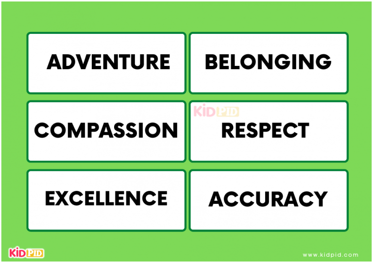 Values Flashcards - Kidpid