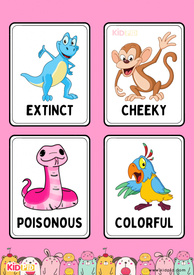 Animal Adjectives Flashcards - Kidpid