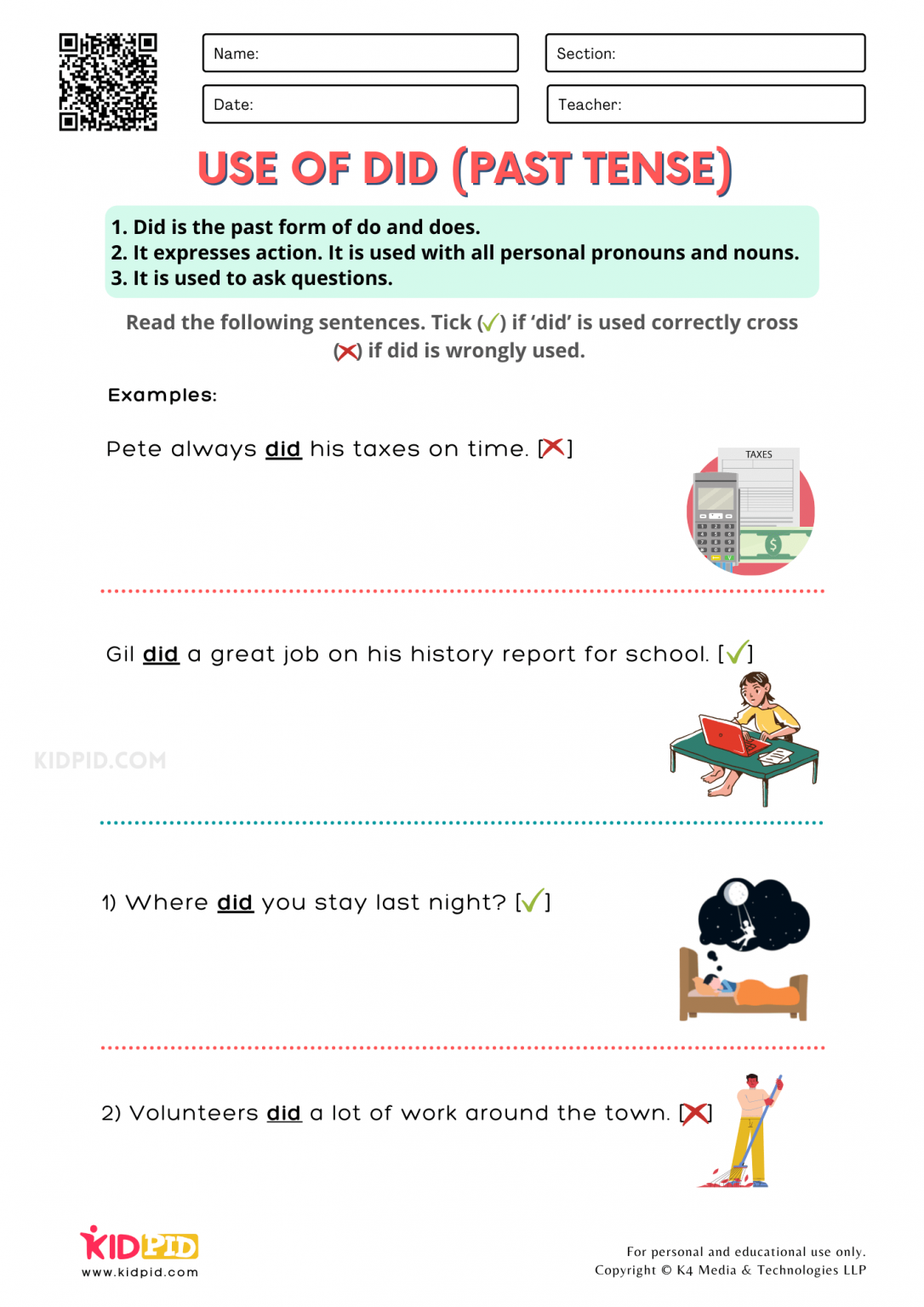 Auxiliary Verbs Printable Worksheets for Grade 1 - Kidpid