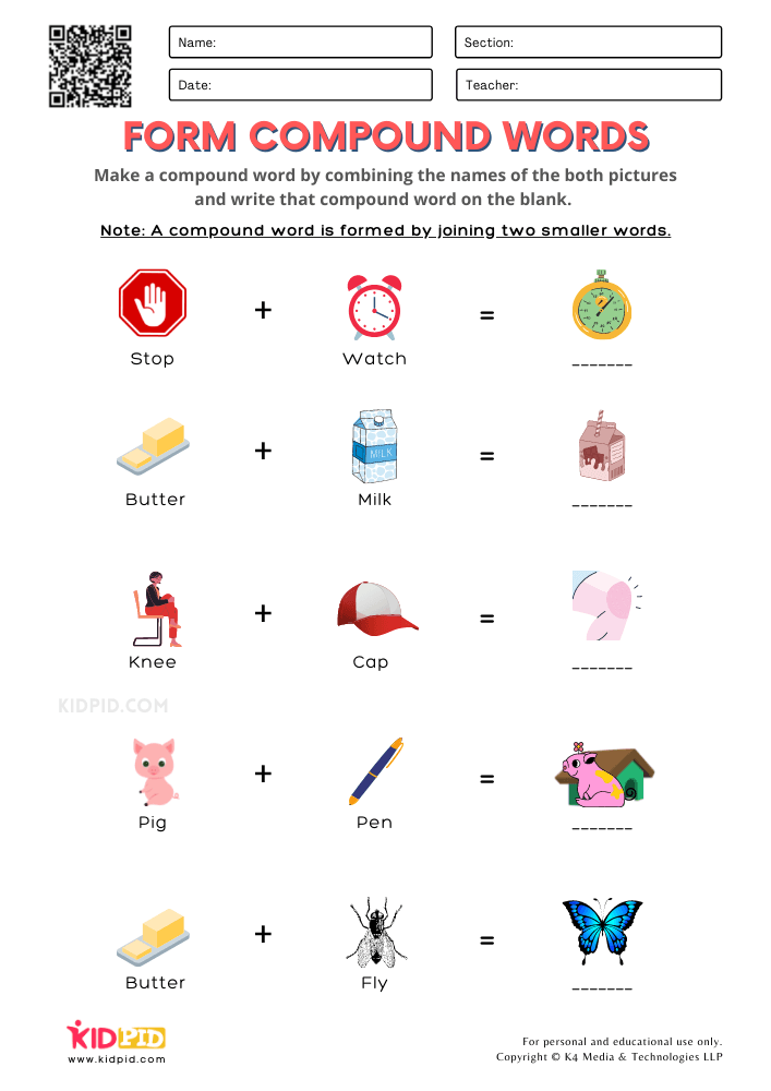 Form Compound Words Printable Worksheets For Grade 1 Kidpid Form Compound Words Printable Worksheets For Grade 1 Kidpid