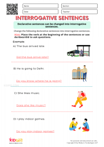 Interrogative Sentence Free Printable Worksheets for Grade 1 - Kidpid