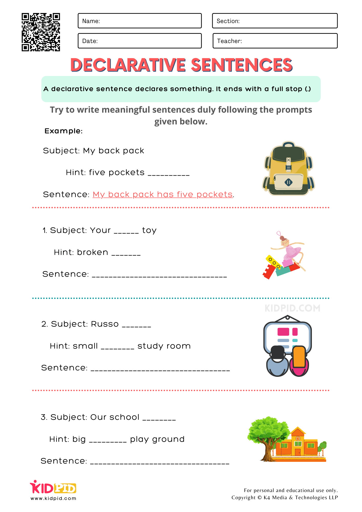 Declarative Sentence Free Printable Worksheets For Grade 1 Kidpid Declarative Sentence Free Printable Worksheets For Grade 1 Kidpid