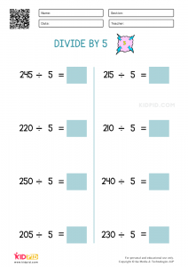 Divide by 5 Printable Worksheets - Kidpid