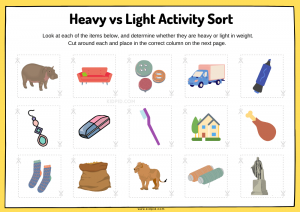 Heavy vs Light Sorting Activity Worksheets - Kidpid