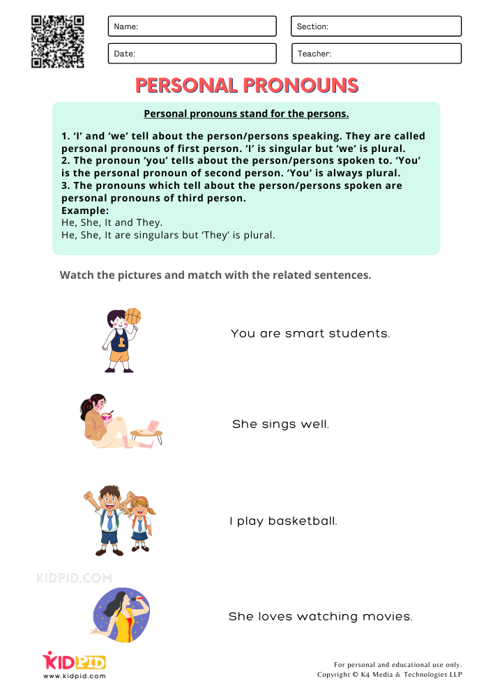 Personal Pronouns Worksheets For Grade 1 Kidpid Personal Pronouns Worksheets For Grade 1 Kidpid