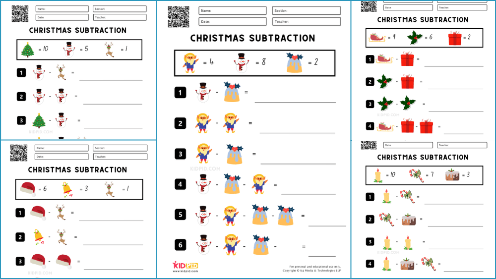 Christmas Subtraction Worksheets 1st Grade Third Grade Subtraction