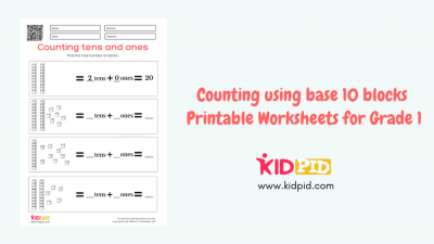 Counting using base 10 blocks Printable Worksheets for Grade 1 - Kidpid
