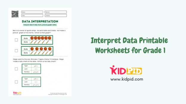 Interpret Data Printable Worksheets for Grade 1 - Kidpid