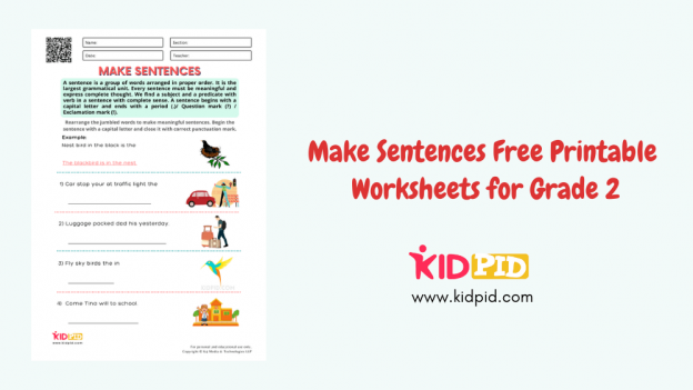 Make Sentences Free Printable Worksheets for Grade 2 - Kidpid