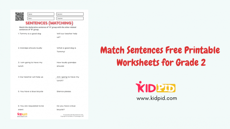 Match Sentences Free Printable Worksheets for Grade 2 - Kidpid